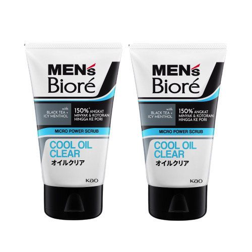 Jual Men's Biore Double Scrub Facial Foam Cool Oil Clear 2 x 100 gr ...