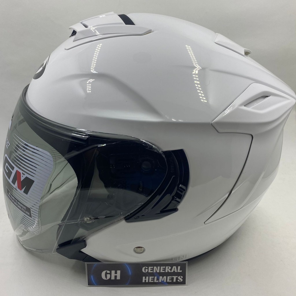 Jual HELM GM FURY SOLID WHITE PUTIH DOUBLE VISOR HALF FACE | Shopee ...