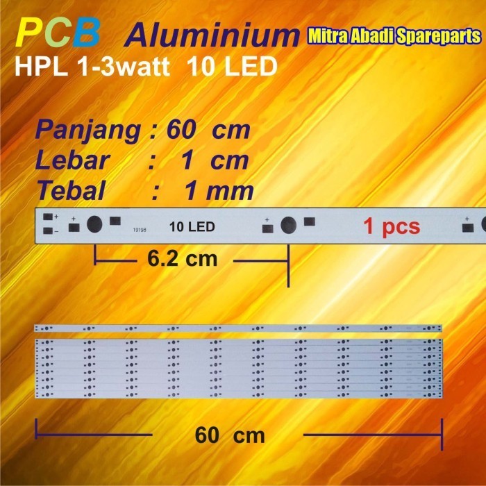 Jual PCB LED Aluminium HPL 10W/10 Watt 600mm x 10mm 19198 -ADN07 ...