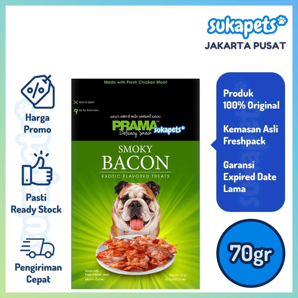 Jual Prama Delicacy Snack Anjing Dog Treats Rasa Smoky Bacon 70gr ...