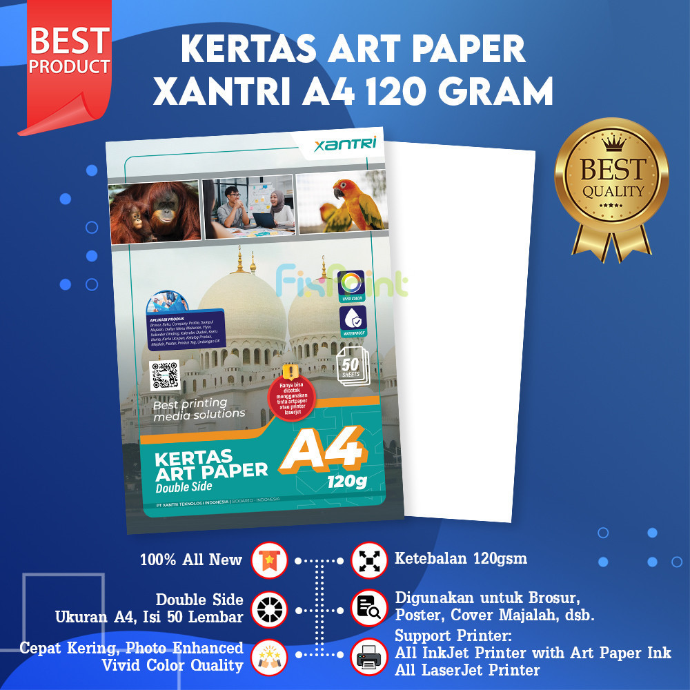 Jual Photo Paper 120gsm 50 Sheets Kertas Art Paper A4 120 gram 50 ...