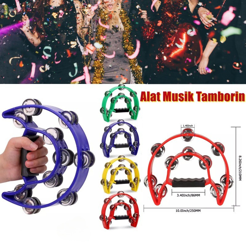Jual Alat Musik Tamborin Tambourine Kecrek Double Ring Dengan Lonceng ...