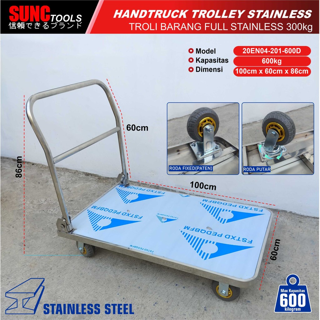 Jual SUNC TOOLS Trolli Stainless Troli Barang Troly Handtruck Trolley ...