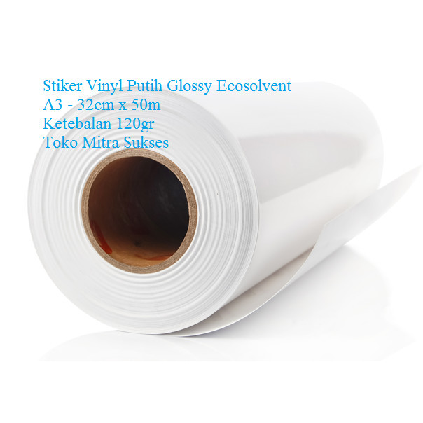 Jual Stiker Vinyl Putih Glossy Ecosolvent A3+ - 32cm x 50m | Shopee ...