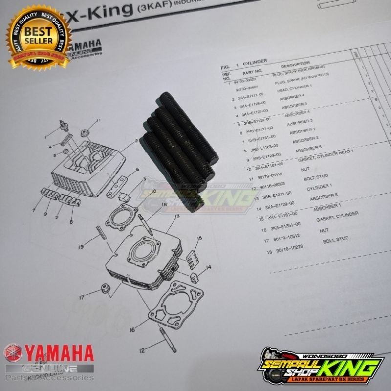 Jual Baut tanam Blok boring Rx king RXKING hitam Original tanpa kemasan ...