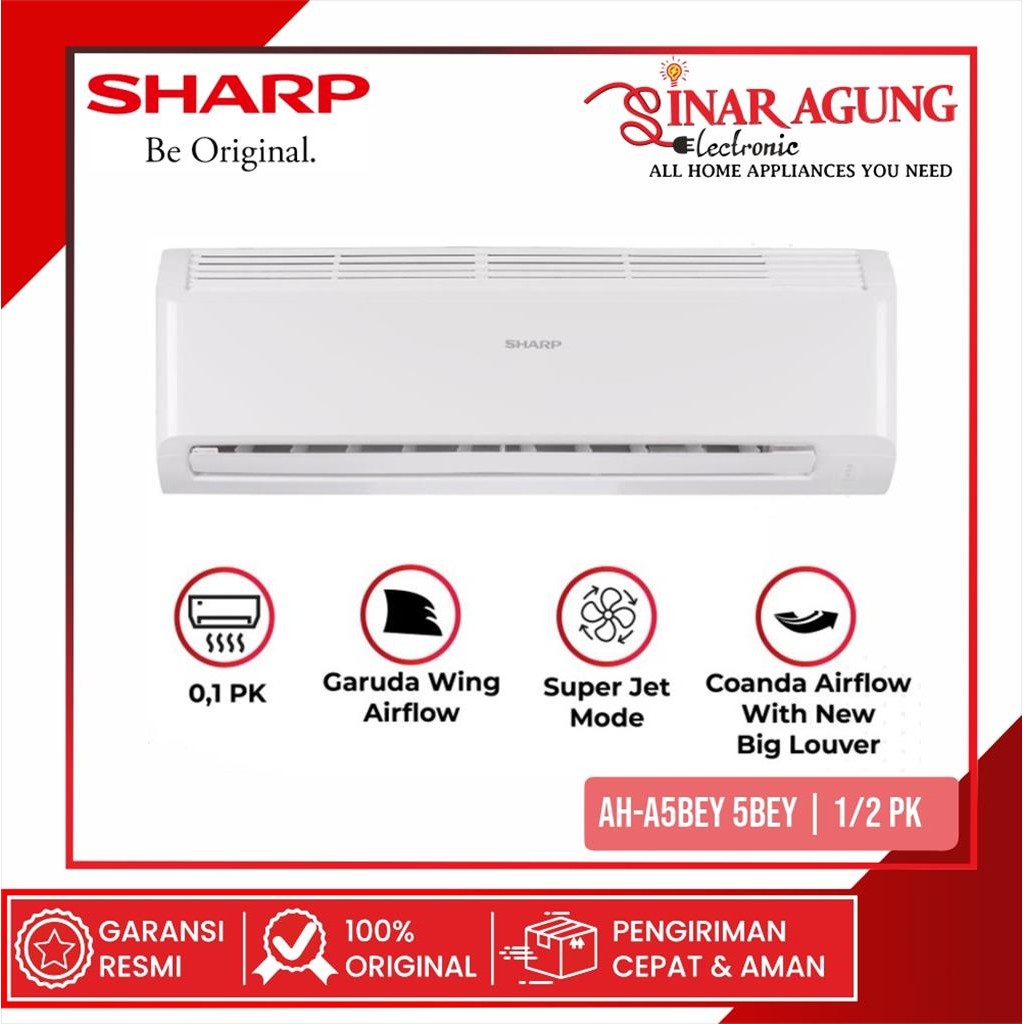 Jual SHARP AH-A5BEY / AHA5BEY AC SPLIT STANDARD 1/2 PK - GARANSI RESMI | Shopee Indonesia
