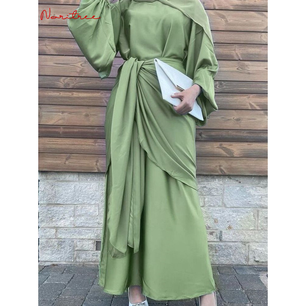 Jual Ramadan Eid Shiny Two Pieces Sets Djellaba Muslim Dress Dubai ...