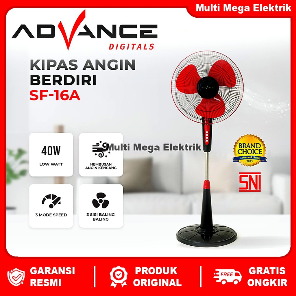Jual [COD] ADVANCE SF16A KIPAS ANGIN 16" BERDIRI STAND FAN GARANSI RESMI 1 TAHUN | Shopee Indonesia