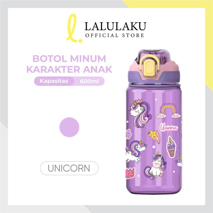 Jual Botol Minum Karakter 600ml Sedotan Anak Sekolah TK SD Kartun Anak-anak - Unicorn | Shopee ...