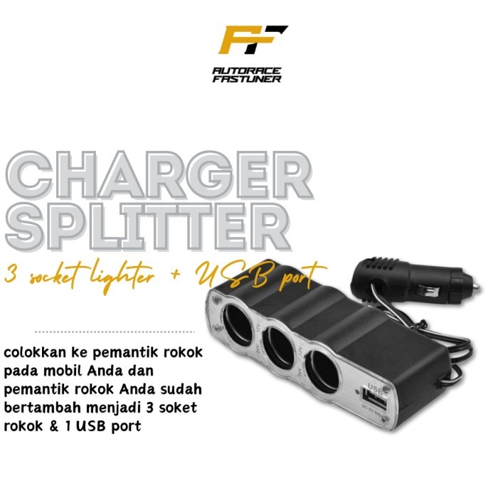Jual Charger Mobil 3 Soket Lighter Colokan USB Socket Splitter Lighter ...
