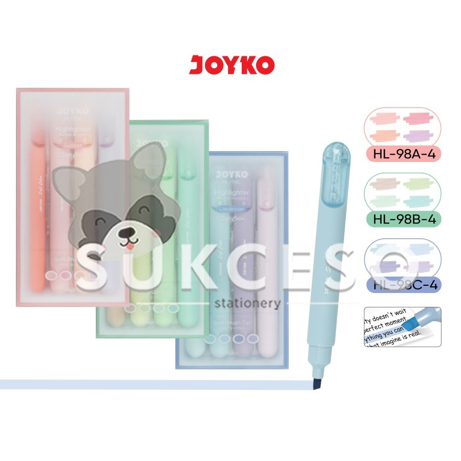 Jual Joyko Highlighter HL-98 Set Isi 4 / Spidol Penanda Pastel Murah ...