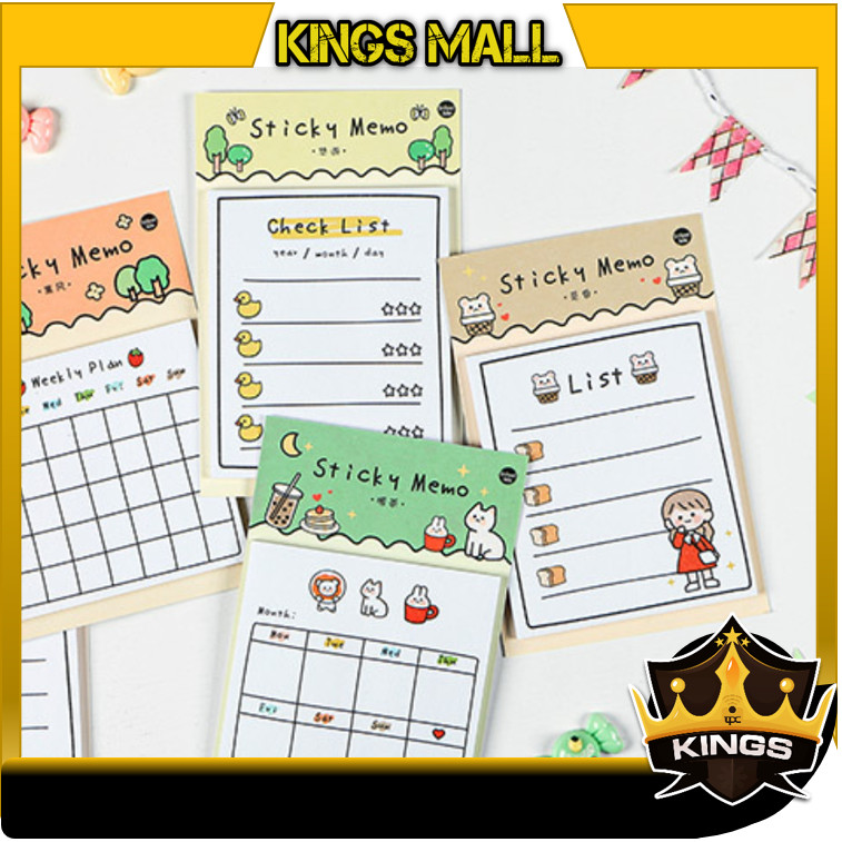 Jual KINGS - S6381 Sticky Notes Aesthetic / Memo Pad 30 Lembar Unik ...