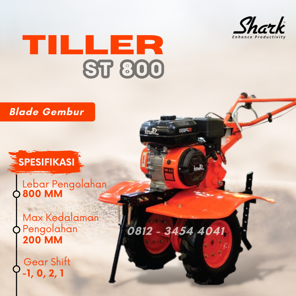 Jual Mesin Bajak Tiller Cultivator mini Shark Traktor Sawah ST800 ...