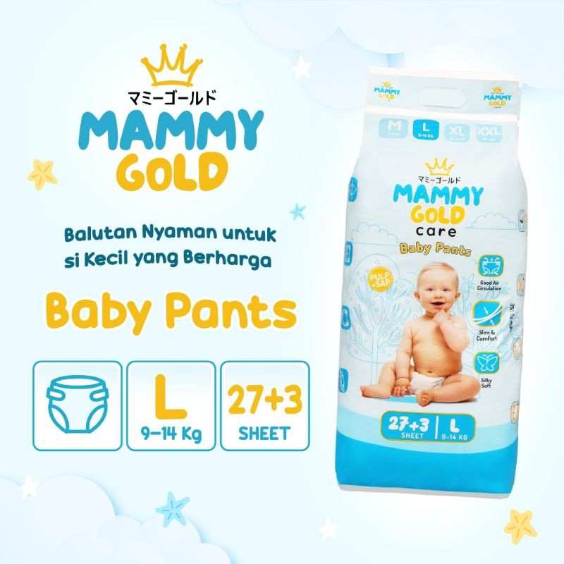 Jual Mammy Gold Popok Celana Bayi M31+3/L27+3/XL23+3/XXL21+3 Pampers ...