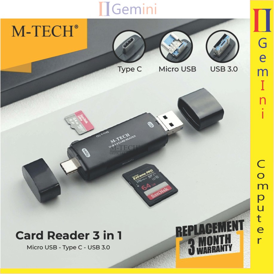 Jual CARD READER MTECH CR30 USB C MICRO USB 3 IN 1 SD CARD OTG 3.0 CR ...