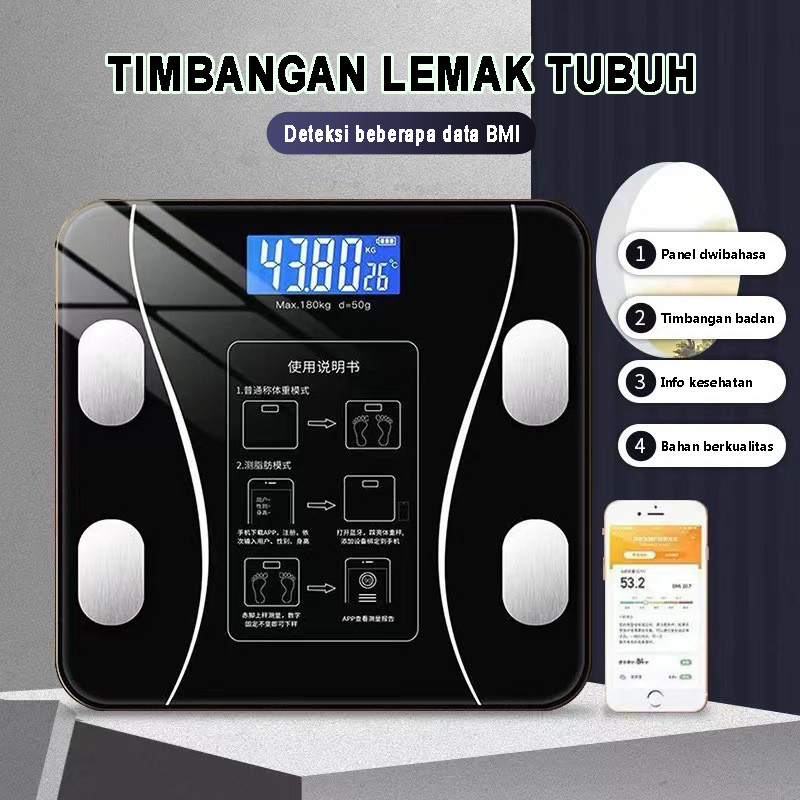 Jual Timbangan Badan Digital Body Fat Scale with App Layar LED Digital ...