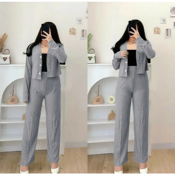 Jual Set Casey Premium Knit (Cardi+Pants) / Setelan Baju Wanita ...