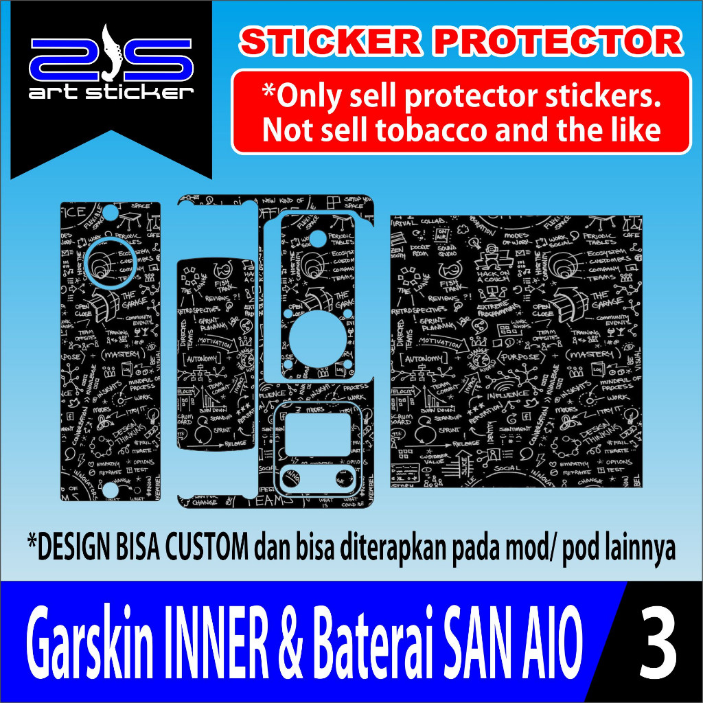 Jual SKIN Sticker Garskin INNER & Baterai San AIO Black | Shopee Indonesia