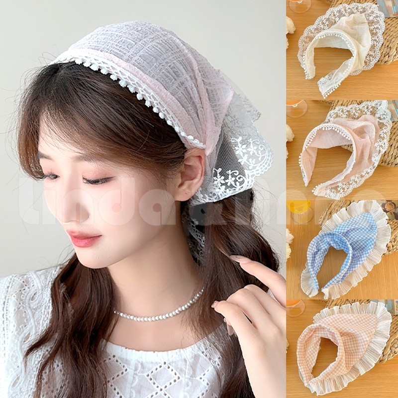 Jual L&A - Bando Raw Lace Scarft / Bandana Aesthetic / Syal Renda ...