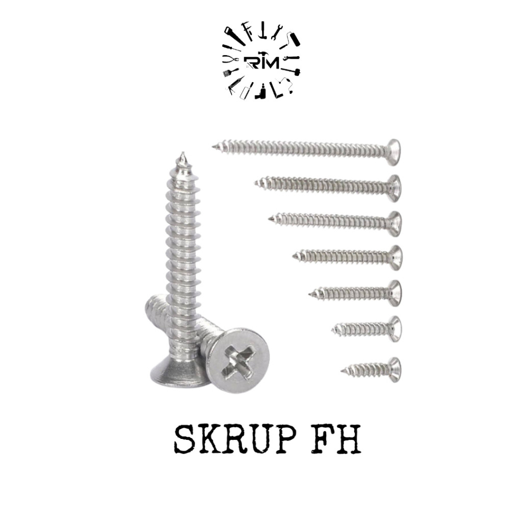 Jual Sekrup FH Tapping kepala pipih/sekrup FH Segala ukuran | Shopee ...