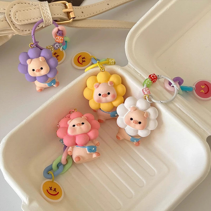 Jual Gantungan kunci babi kartun bunga matahari untuk anak perempuan ...