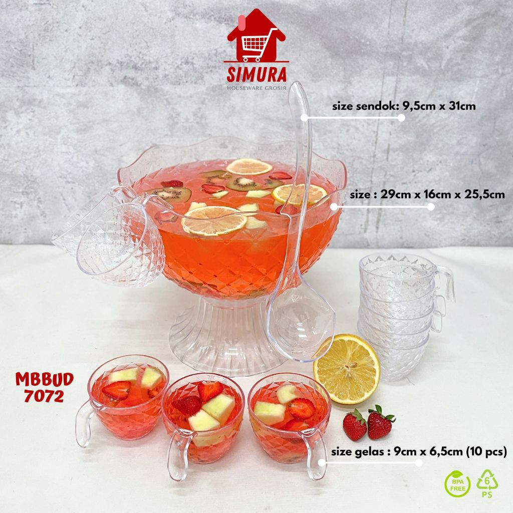 Jual Golden Sunkist Mangkok Es Buah Set Kristal Tanpa Tutup Food Grade ...