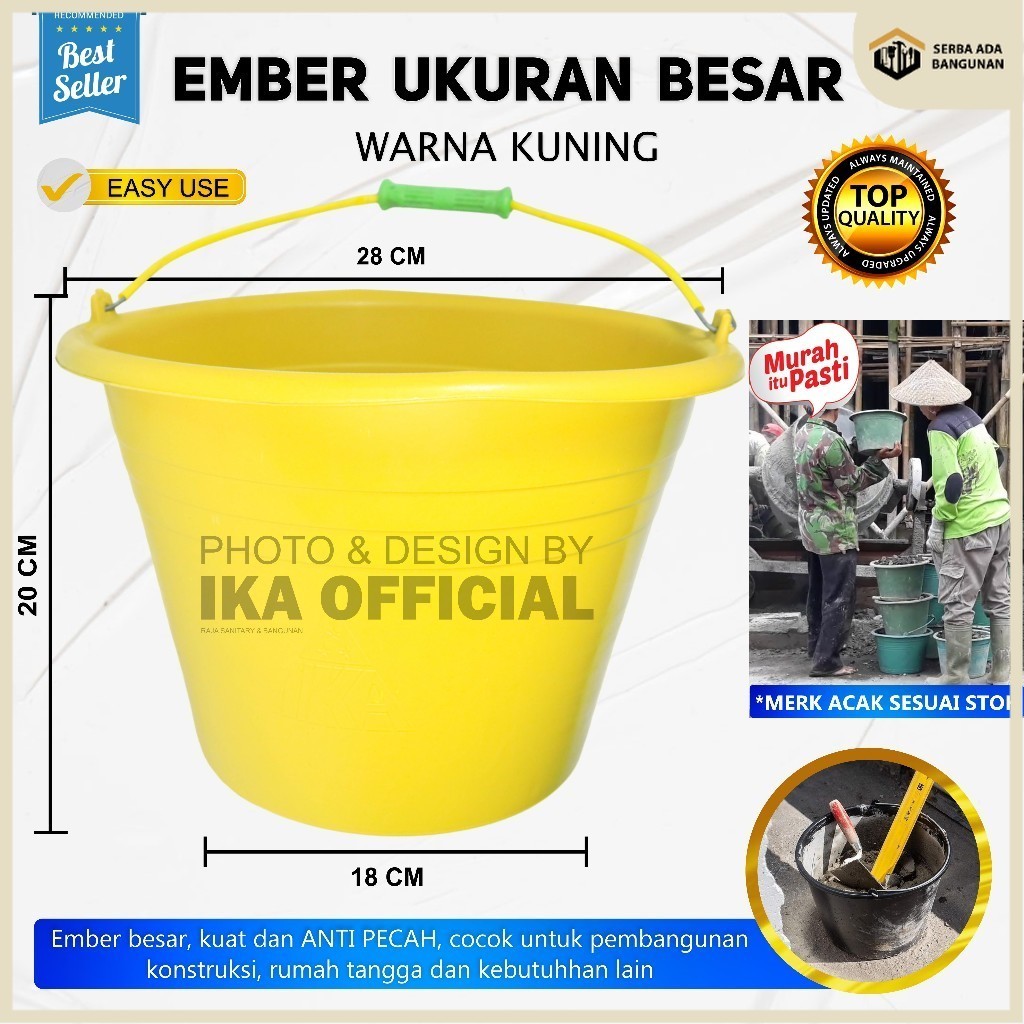 Jual SAB Ember Plastik WARNA JUMBO BESAR & KECIL KUNING Ember Cor Anti ...