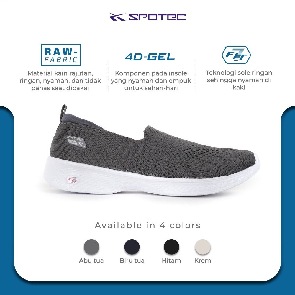 Jual Spotec Walking Garcia Sepatu Slip On Wanita - Abu Tua Putih ...