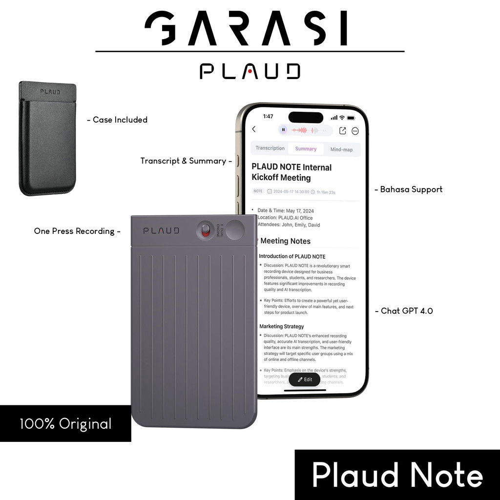 Jual PLAUD NOTE AI Voice Recorder Empowered by ChatGPT Bahasa Support ...