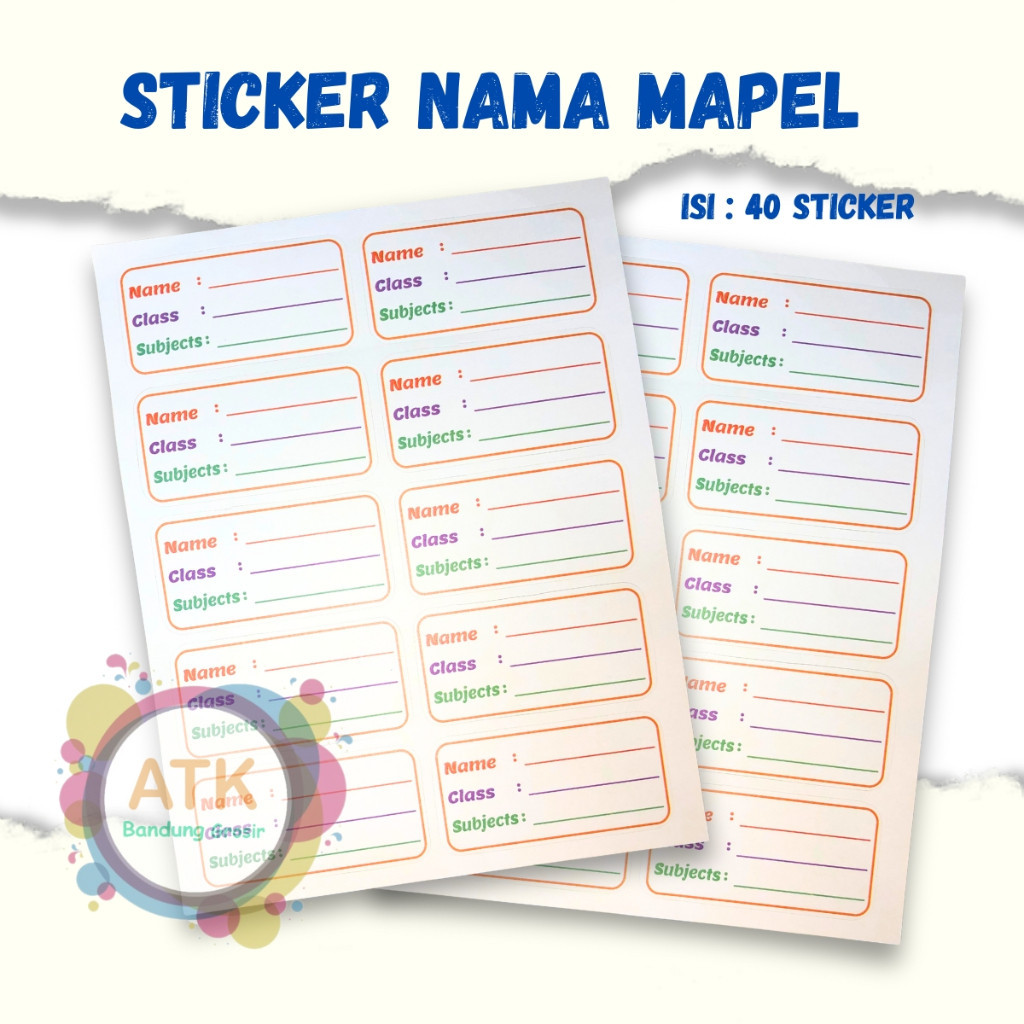 Jual Label Sticker Mapel ( Stiker Mata Pelajaran ) Stiker Nama Buku ...