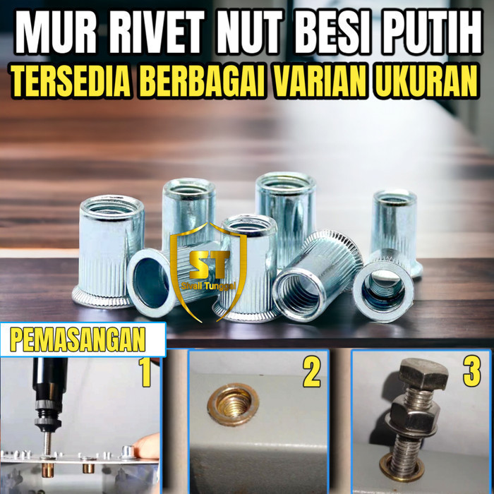 Jual [20 PCS] MUR RIVET NUT RIVNUT PUTIH BESI CARBON STEEL - NUTSERT ...