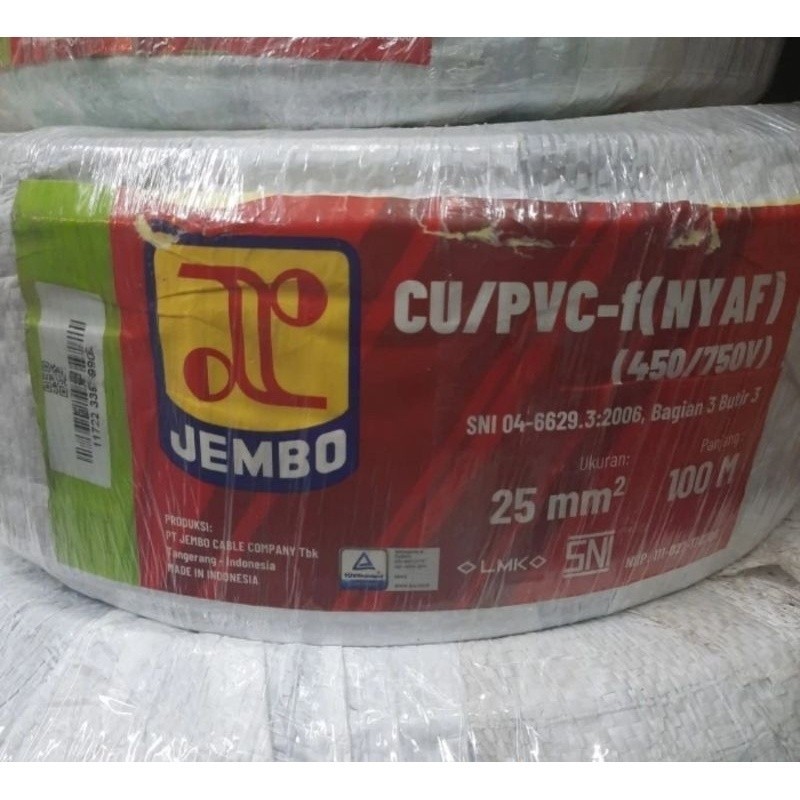 Jual KABEL SERABUT NYAF 25MM 1X25MM JEMBO 50 METER ROLLAN ORI SNI 25 MM ...