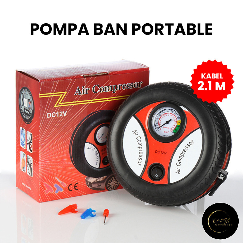 Jual EM Pompa Listrik Ban Mobil Bulat Air Compressor Car Portable ...