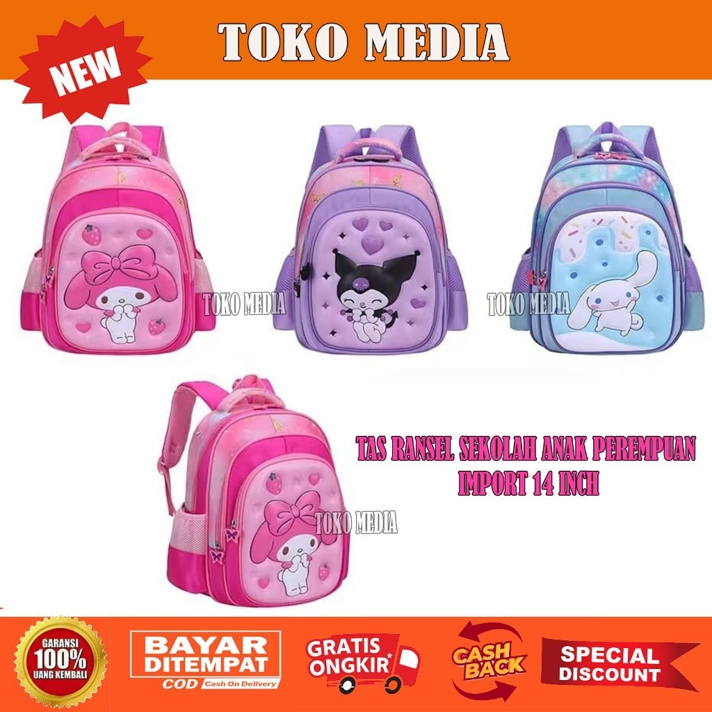 Jual BA77VA Tas Ransel Anak Sekolah perempuan Import Motif Sanrio Kuromi cinnamoroll my melody ...