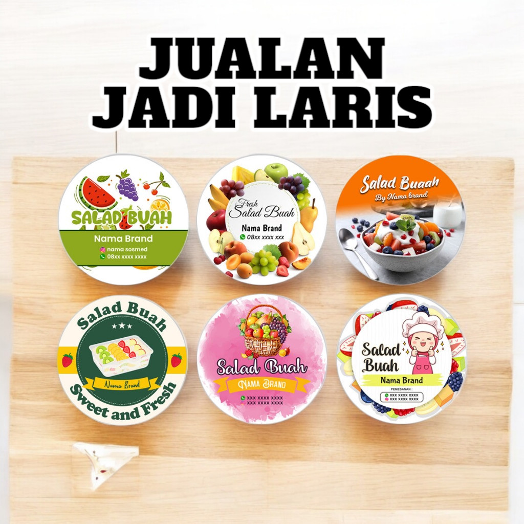 Jual Cetak Stiker Salad Buah Stiker Label Salad Buah Custom Nama ...
