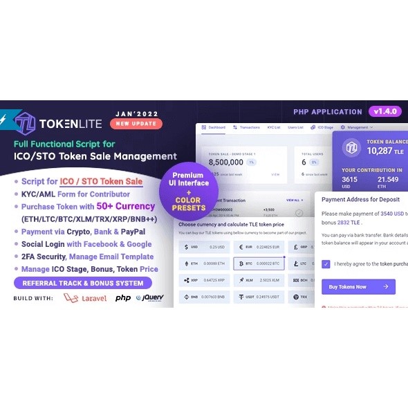 Jual TokenLite – ICO / STO Token Sale Management Dashboard – ICO Admin Script (Extended Version ...