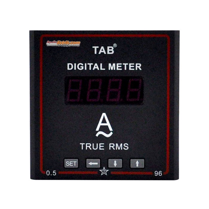 Jual Ampere Meter Digital LED 96x96mm Via CT/5A (AC) TAB - Hitam ...
