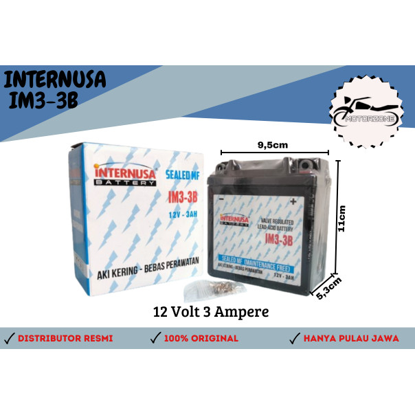Jual AKI kering Accu aki motor IM3 3B GM3 3A aki sepeda motor MF RX King Satria 2 Tak Internusa ...