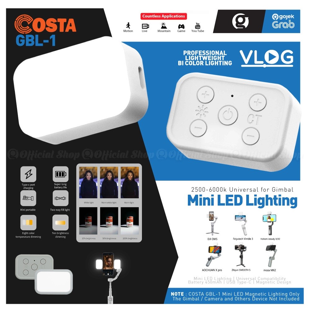 Jual COSTA GBL-1 Mini Light Lampu Magnetic Bi-Color for Gimbal ...