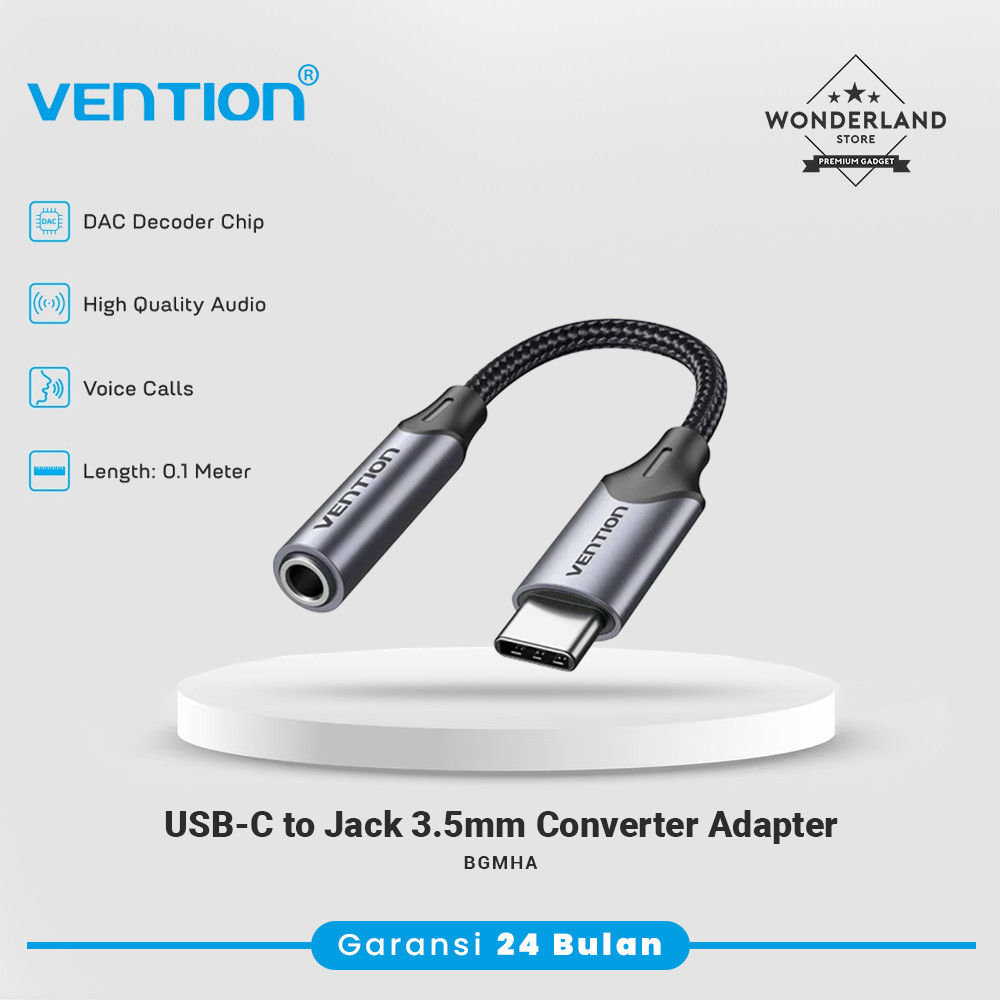 Jual Vention Converter USB-C to Jack 3.5mm Aux Adapter DAC Chip BGMHA ...