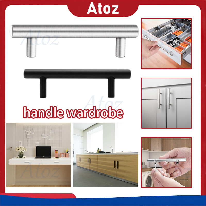 Jual handle wardrobe/handle laci tarikan stainless/handle hitam/black ...