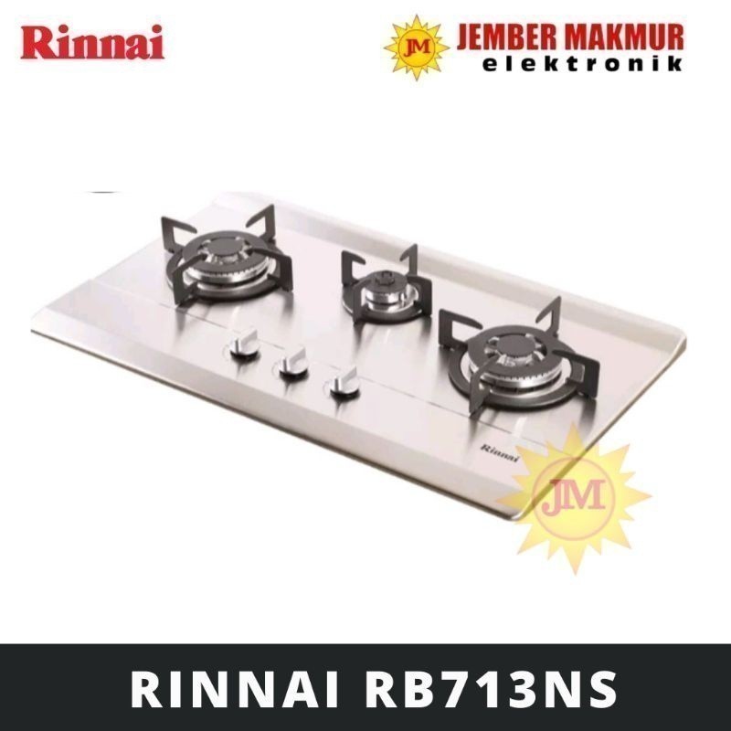 Jual Kompor Gas Tanam Rinnai RB-713N(S)/Rinnai RB 713 NS 3 Tungku stainless | Shopee Indonesia