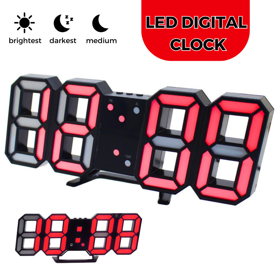 Jual Jam Meja LED 3D Murah / Jam Dinding Digital LED 3D Bentuk Angka ...