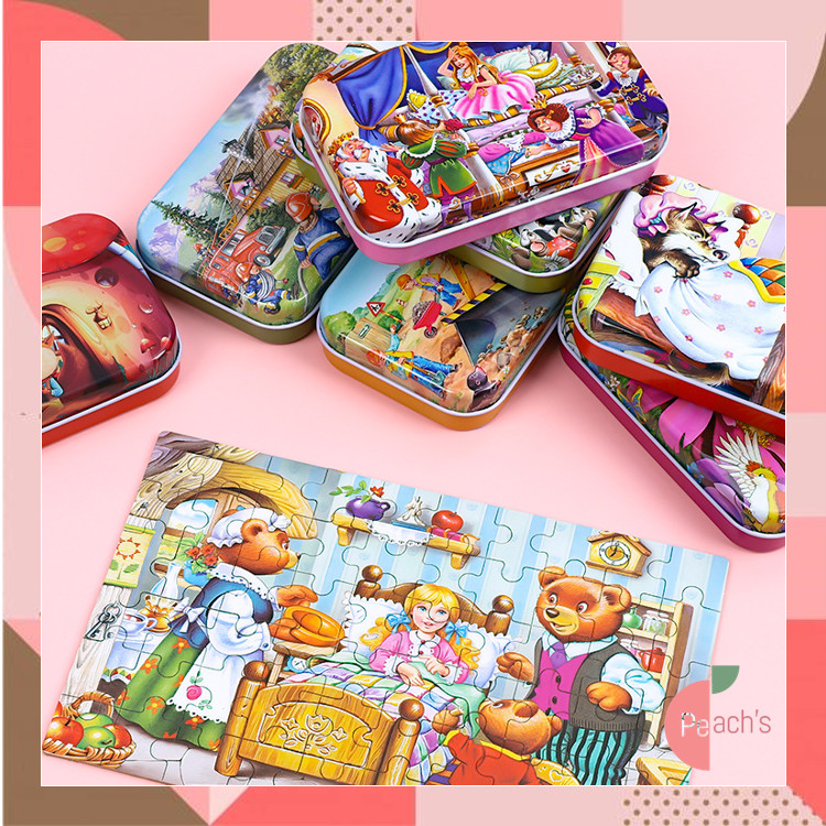 Jual PEACHs - M6377 Mainan Puzzle Kayu 60 PCS Kotak Metal / Puzzle ...