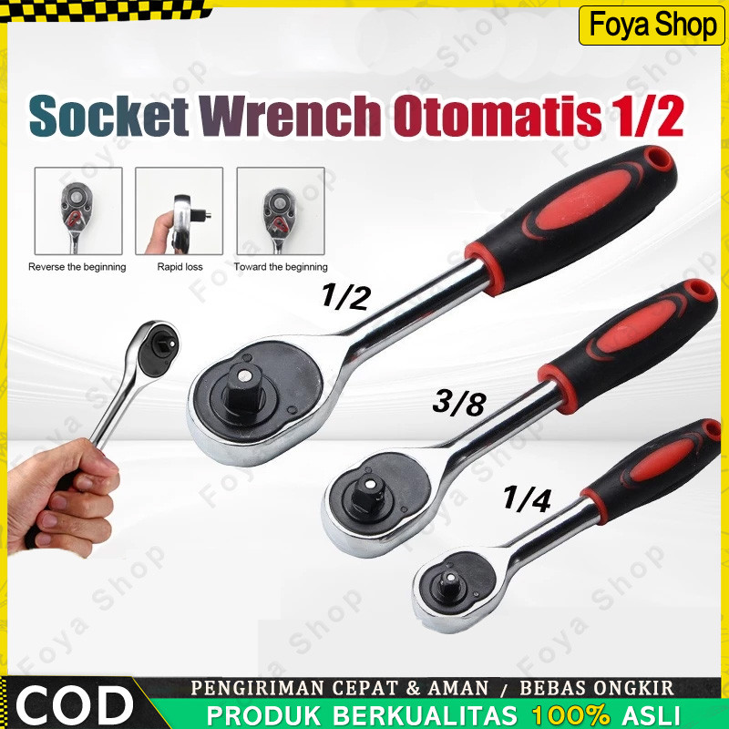 Jual Kunci Ratchet Ratchet Wrench 24 Gerigi 1/2 inch Chrome / Socket ...