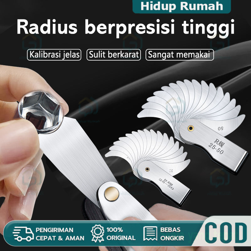 Jual R25~50 Radius Gauge - Alat Ukur Radius & Celah | R Gauge Radius ...