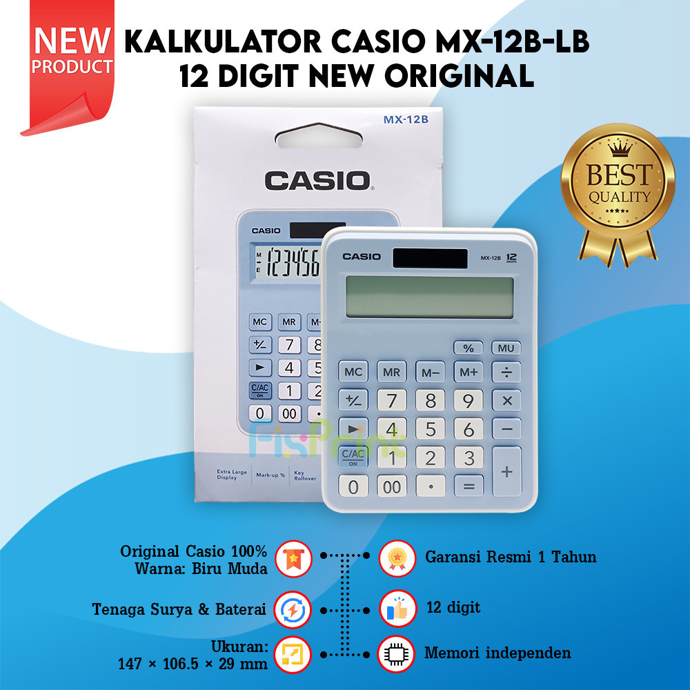 Jual Kalkulator Casio MX-12B Calculator Desktop MX 12B 12 Digits Warna Lucu Pink Putih Biru Muda ...