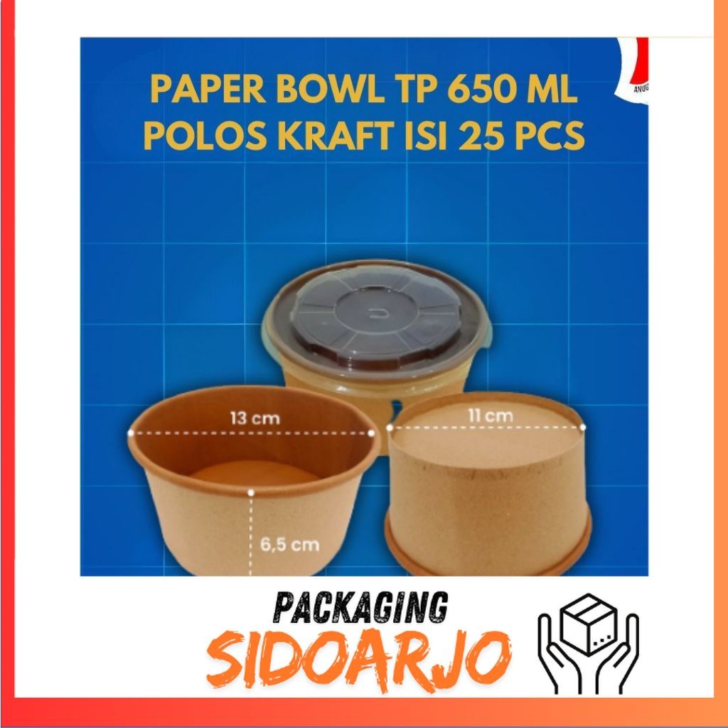 Jual Paper Bowl Tp 650 Ml Polos Kraft / Mangkok Kertas Coklat Isi 25 Pcs | Shopee Indonesia