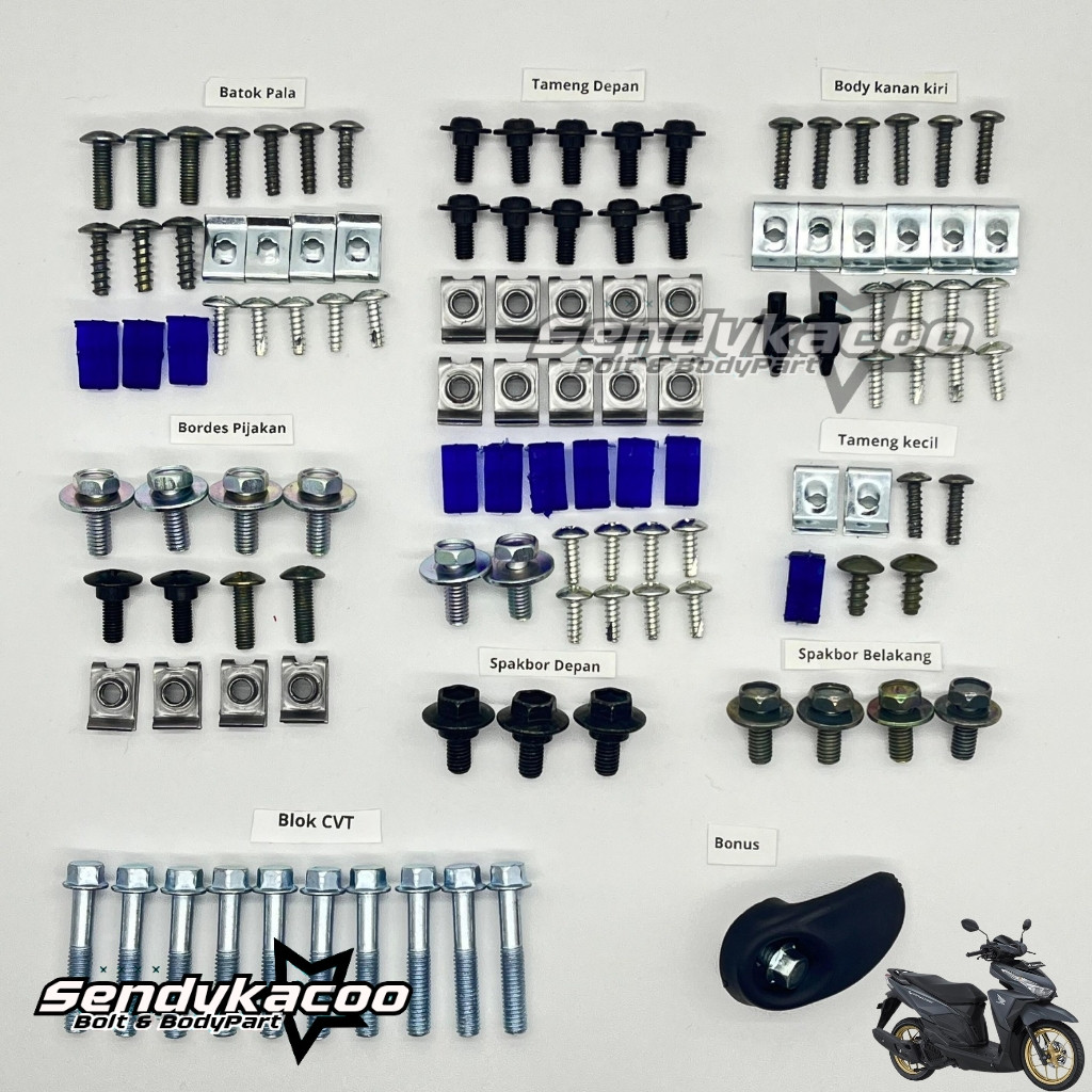 Jual Baut Vario 125 LED Full Set / Baut body vario 150 old Full Set ...