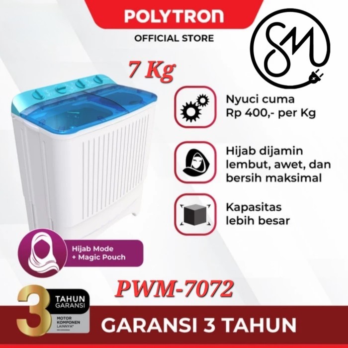 Jual Mesin cuci Polytron 7 Kg PWM 7072 Primadona Giant PWM7072 2 tabung ...